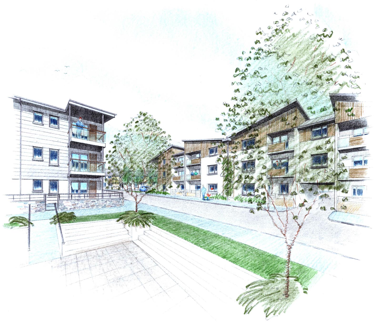 Mixed Use Development Architect Project Sketch | Lilly Lewarne